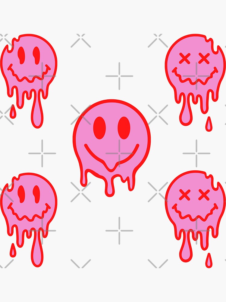 "Pink smiley face Sticker pack" Sticker for Sale by VisionTrend | Redbubble
