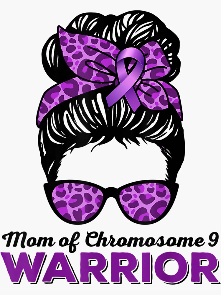 "Chromosome 9 Warrior Mom Trisomy 9 Awareness Purple Ribbon" Sticker by ...