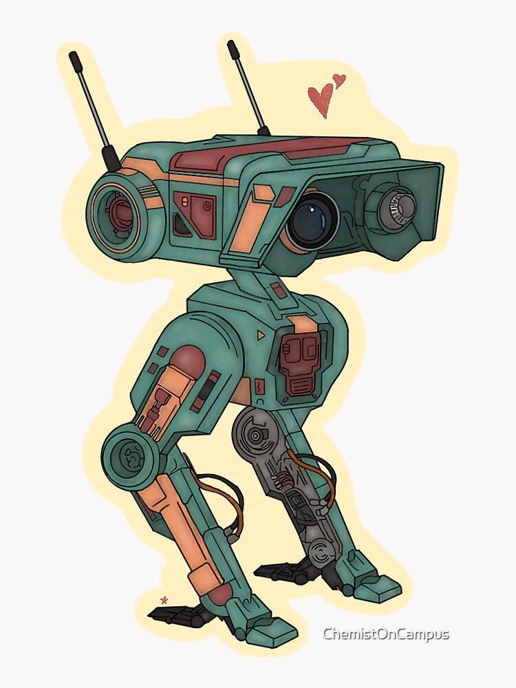 "retro robot bd-1" Sticker for Sale by ChemistOnCampus | Redbubble