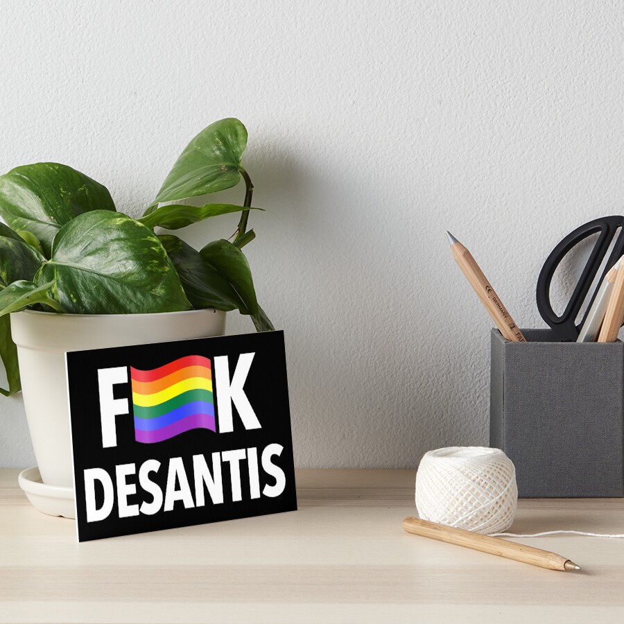 "F DeSantis - Censored with a Gay Pride Flag (white)" Art Board Print ...