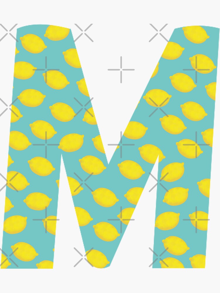 "Lemon Summer Monogram Alphabet Letter M - Initial" Sticker by karen ...