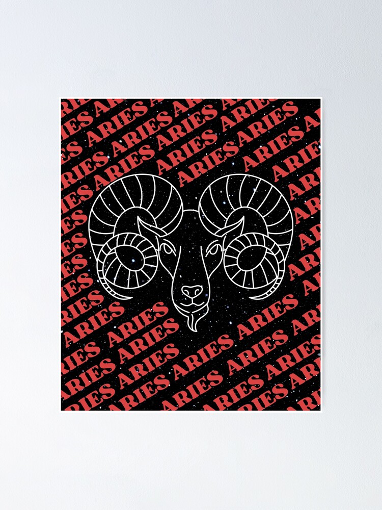 "Aries Zodiac Sign Repetitive Red" Poster for Sale by zodiacworld ...
