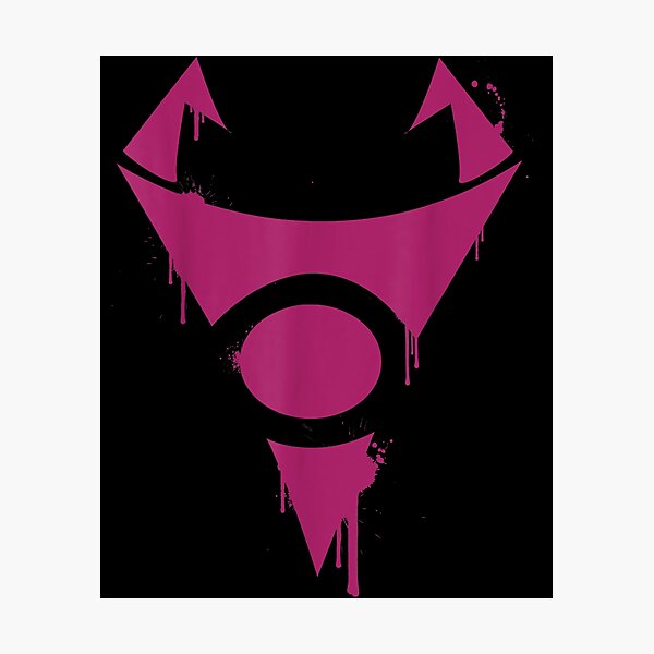 Lámina fotográfica «Plantilla de pintura en aerosol púrpura con el ...