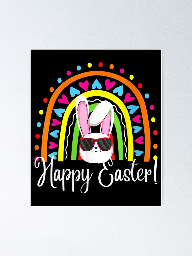 "Womens Easter For Kids Funny Punny With Rainbow " Poster for Sale by ...