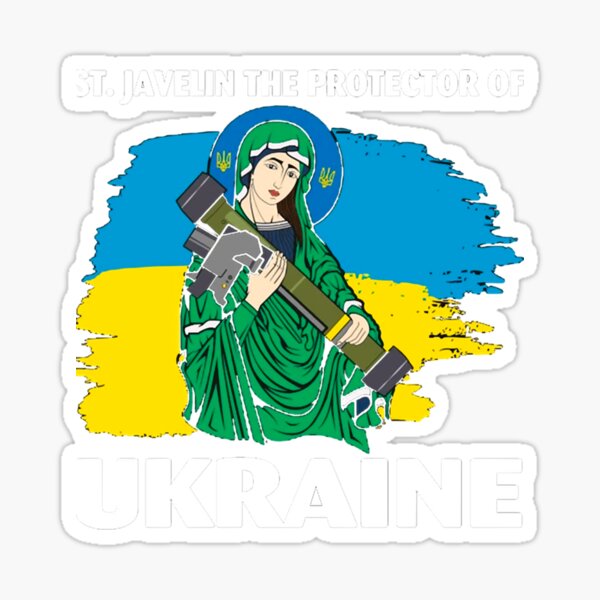 "Saint Javelin Ukraine " Sticker by FunnnyPalmTees | Redbubble