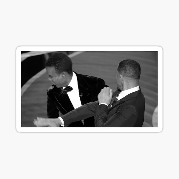 "Will Smith Slap Chris Rock Black and White" Sticker by proverb | Redbubble