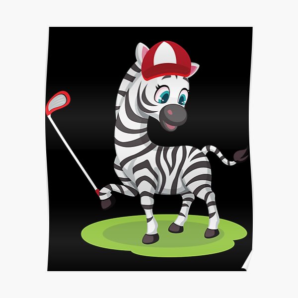"Golfing Papa Zebra Golfer Animal By Slope Bunker " Poster for Sale by ...