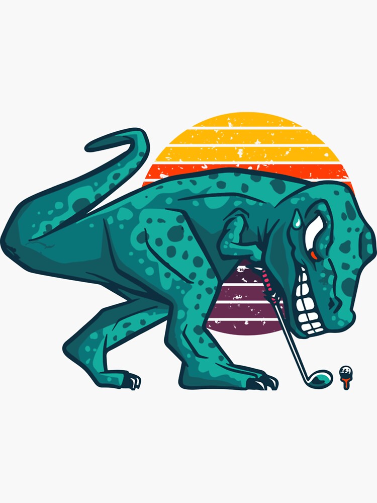 "T-rex dinosaur playing golf " Sticker by chipandellie | Redbubble