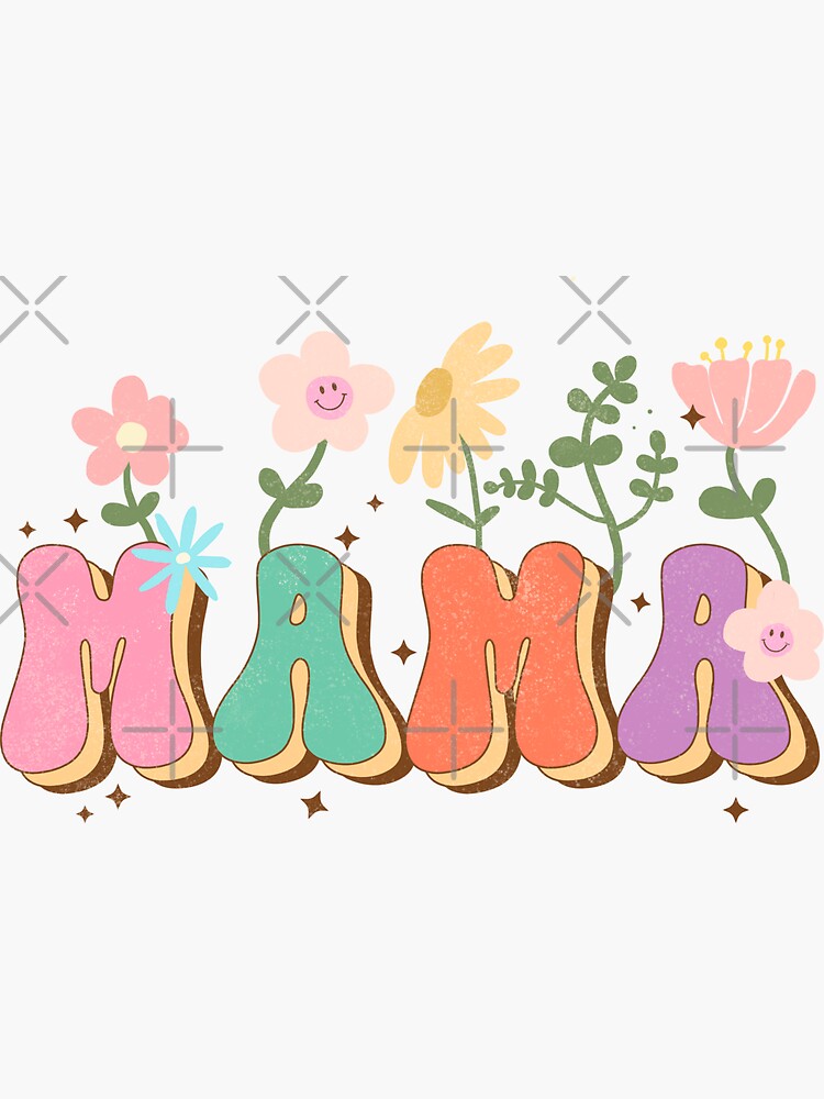 " Mama - Cute Retro Vintage Mama" Sticker by Abdelkarim1 | Redbubble