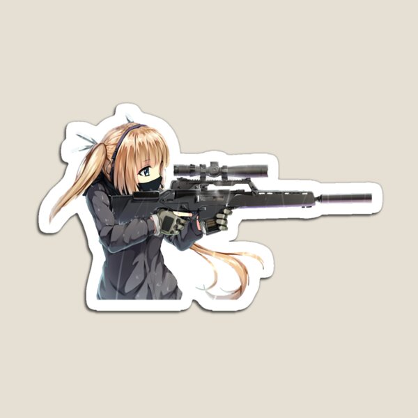 Imán «Anime Gun, Anime Arma de fuego Arma Chicas con armas Personaje ...