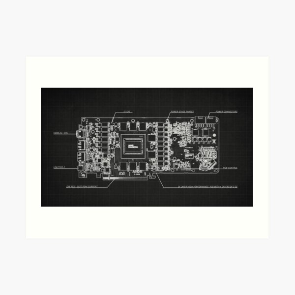 "AMD 6900XT GPU PCB Blueprint-Poster" Art Print for Sale by ...