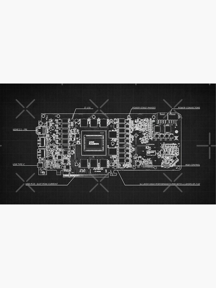 "AMD 6900XT GPU PCB Blueprint-Poster" Poster for Sale by ...