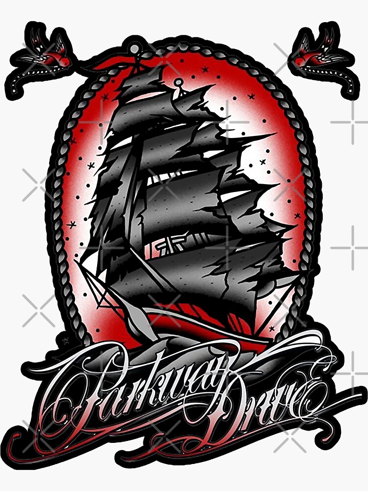 "Black Ship Sunset Sailing" Sticker by LeoRoberts | Redbubble
