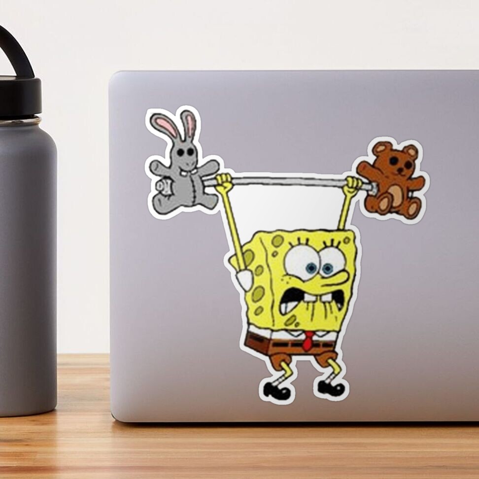 Spongebob Lifting Weights Sticker