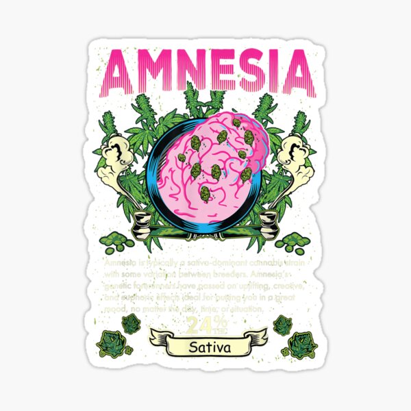 "Amnesia Hybrid Cross Marijuana Strain Cannabis Leaf" Sticker by Fran ...