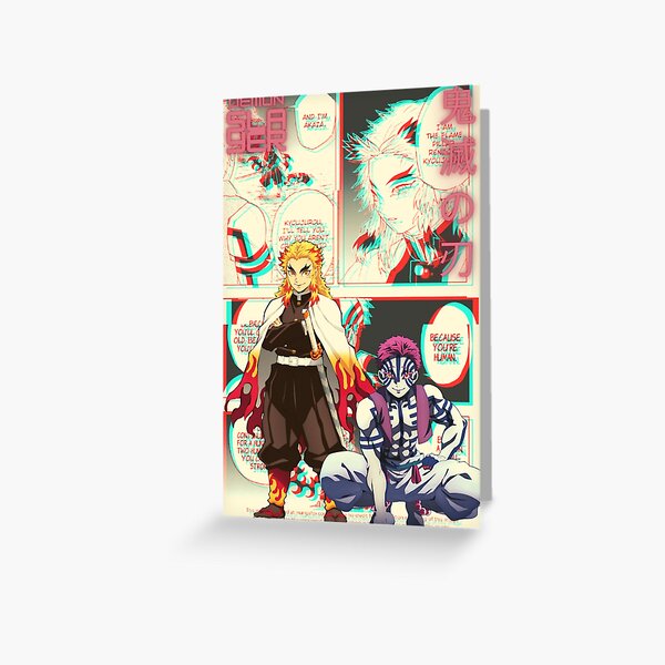 "Kyojuro Rengoku & Akaza - Manga" Greeting Card by Pare-pare | Redbubble