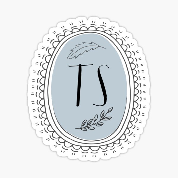 "Monogram T S - Hand written name initial letters in a frame" Sticker ...