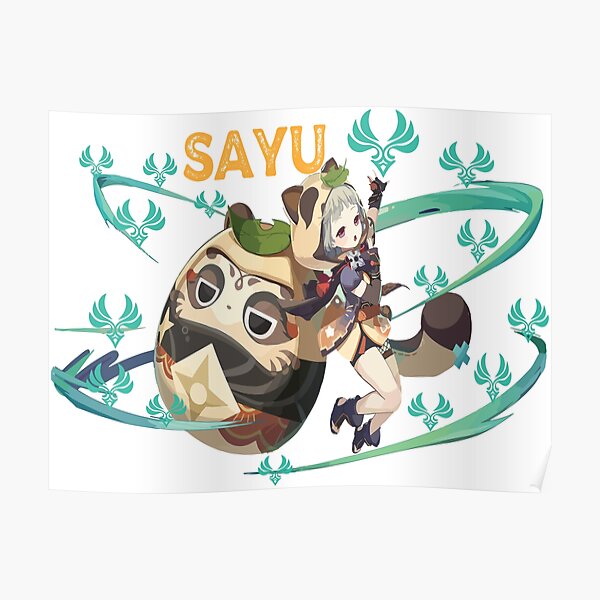 "genshin impact sayu" Poster for Sale by Xavia-blue | Redbubble