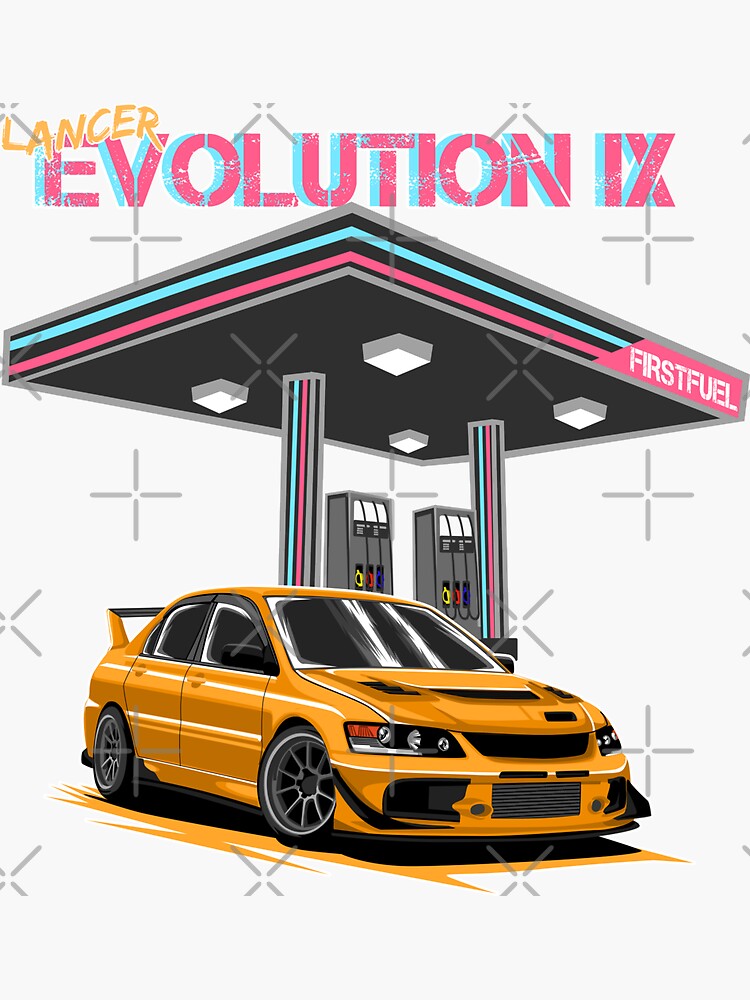 "Lancer Evolution IX " Sticker for Sale by Ryzdesain | Redbubble