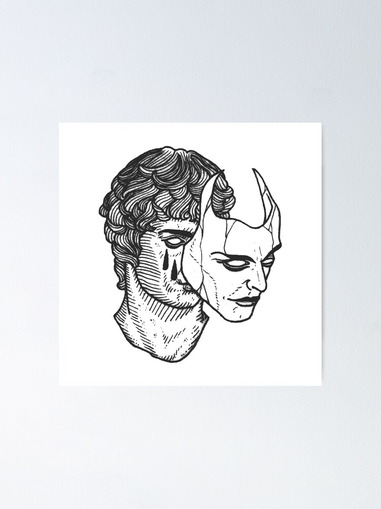 "Sad Greek Statue Tow Faces" Poster by Artie-A | Redbubble