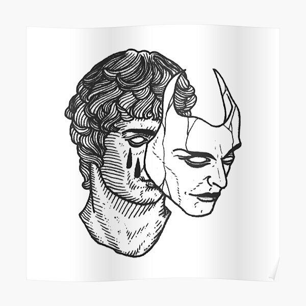 "Sad Greek Statue Tow Faces" Poster by Artie-A | Redbubble