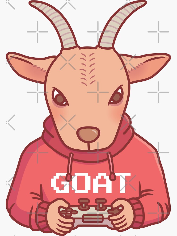 "Funny Goat Gamer Playing Video Games" Sticker by rustydoodle | Redbubble