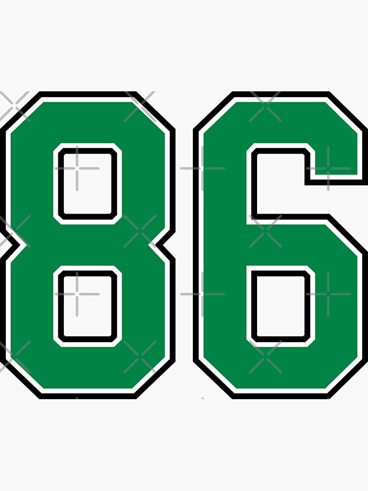 "86 number, green lucky sports eighty six" Sticker by ArtIsParty ...