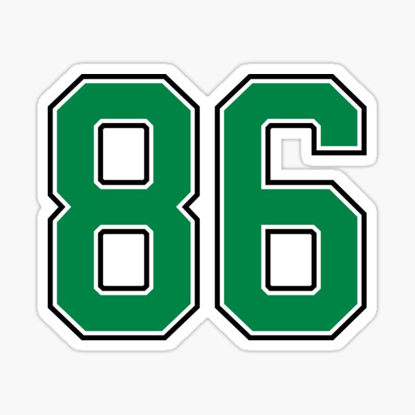 "86 number, green lucky sports eighty six" Sticker by ArtIsParty ...