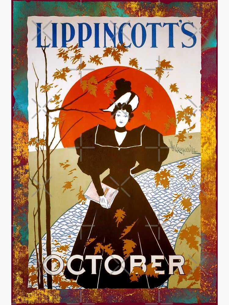 "Restored Vintage Lippincott's October Magazine Cover with Gold Green ...