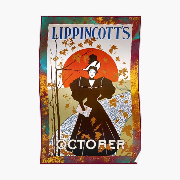 "Restored Vintage Lippincott's October Magazine Cover with Gold Green ...