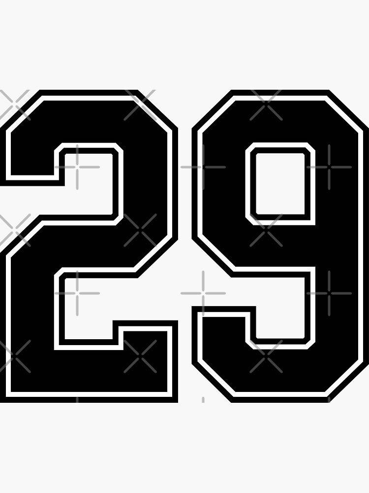 "Black Number 29 lucky sports jersey twenty nine" Sticker for Sale by ...