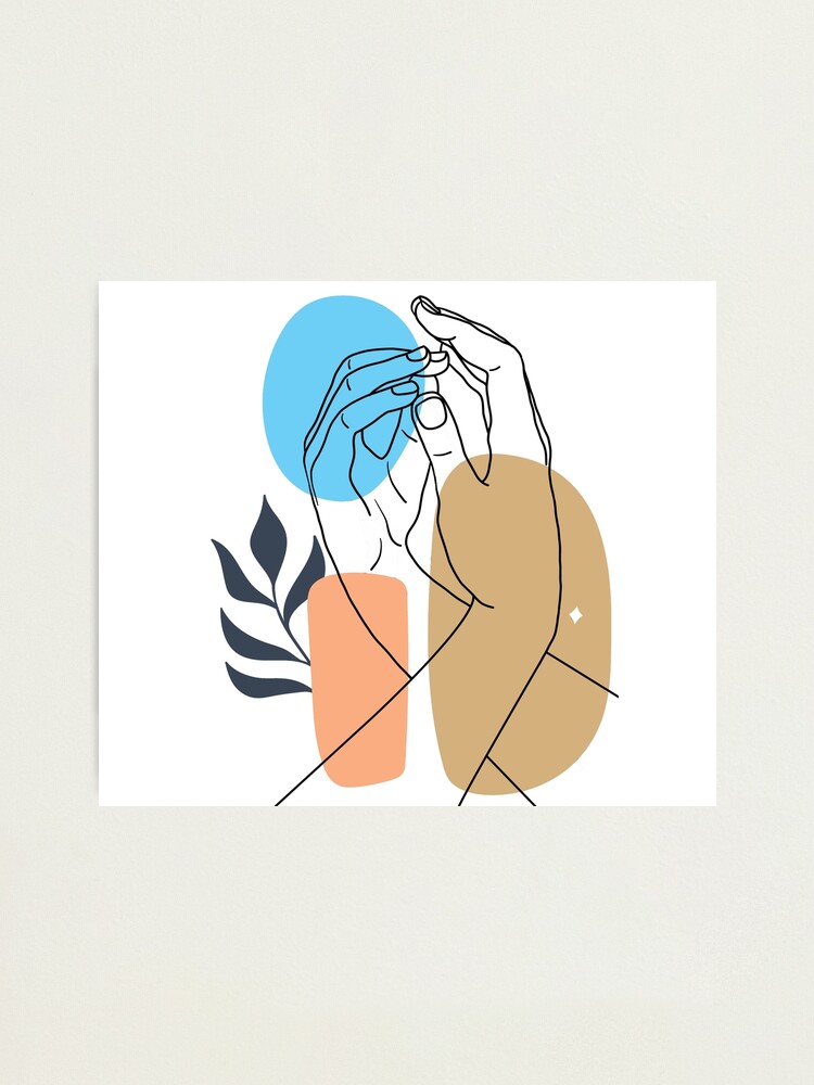 "Beautiful Abstract One Line Drawing Hand Art" Photographic Print for ...