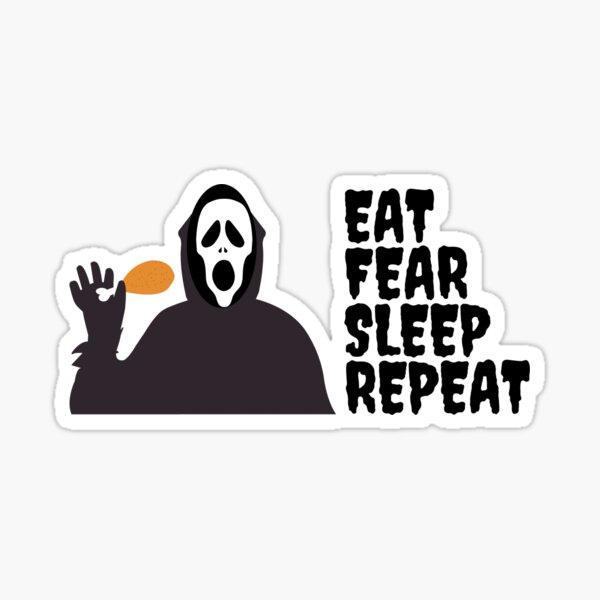 "Eat Fear Sleep Repeat funny Scream mask scary movie" Sticker for Sale ...