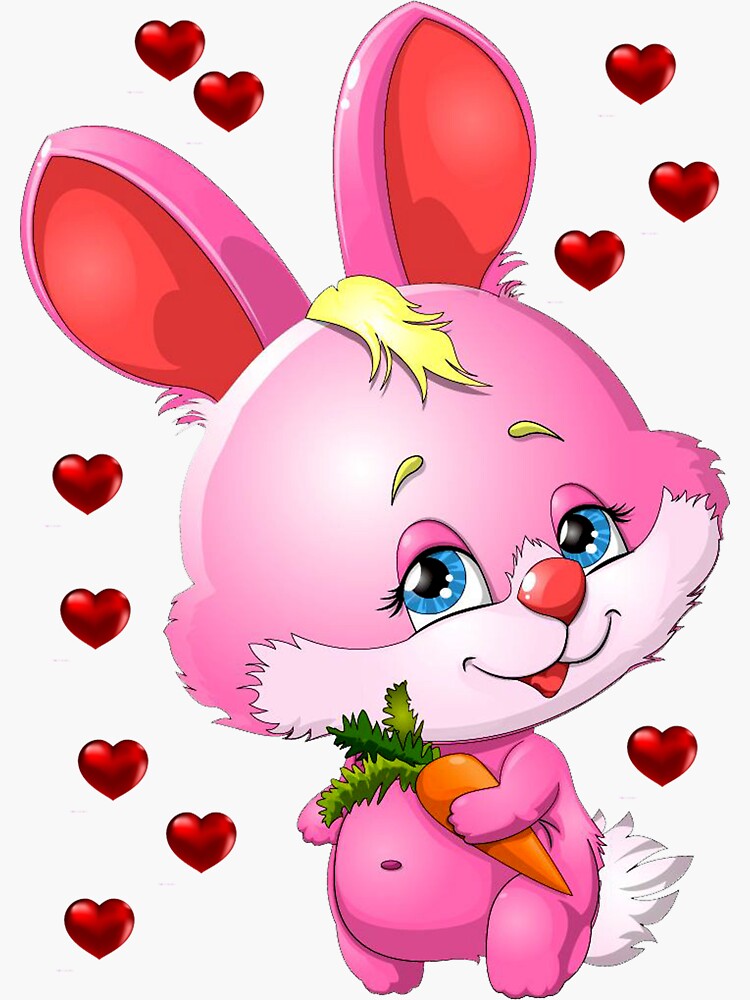 "cute pink rabbit" Sticker by pop2021shirt | Redbubble