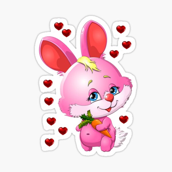 "cute pink rabbit" Sticker by pop2021shirt | Redbubble