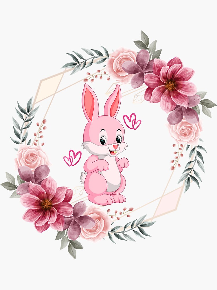 "cute pink rabbit" Sticker by pop2021shirt | Redbubble