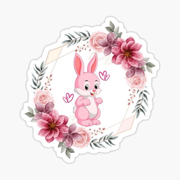 "cute pink rabbit" Sticker by pop2021shirt | Redbubble
