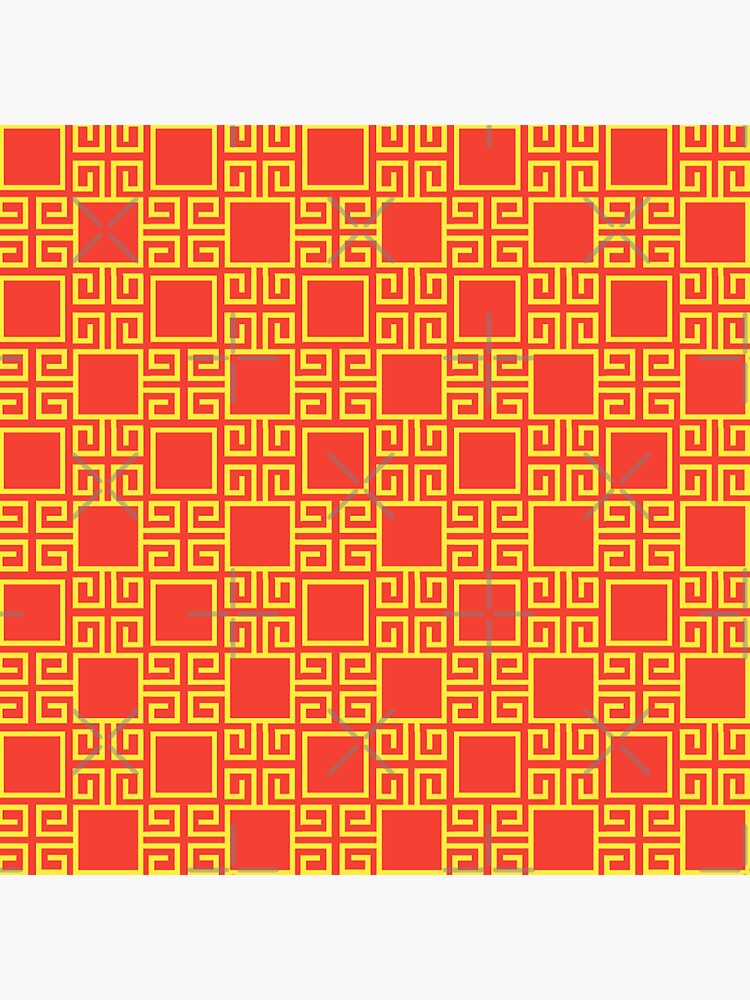 "Red Yellow SImple Geometric Shapes Chinese Pattern" Sticker by ...