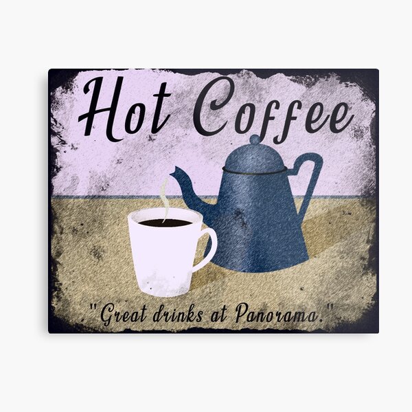 "Grunge Rusty Texture Blue Sign Coffee Teapot Cafe" Metal Print for ...