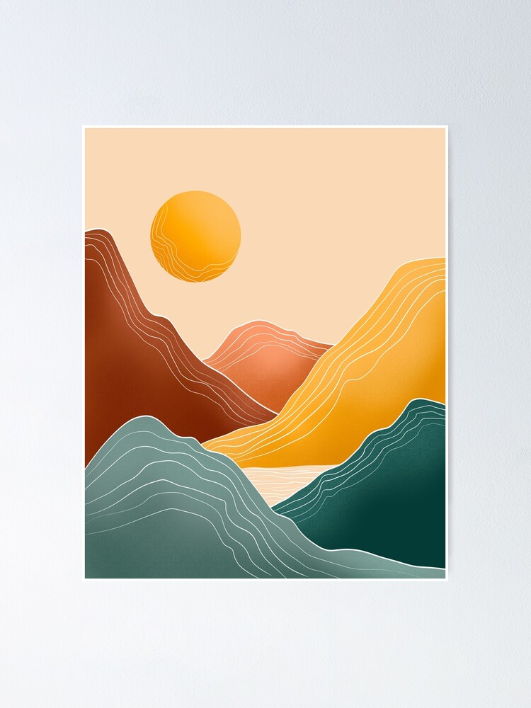 "Modern Earthy Tones Mountains 31" Poster for Sale by gusstvaraonica ...
