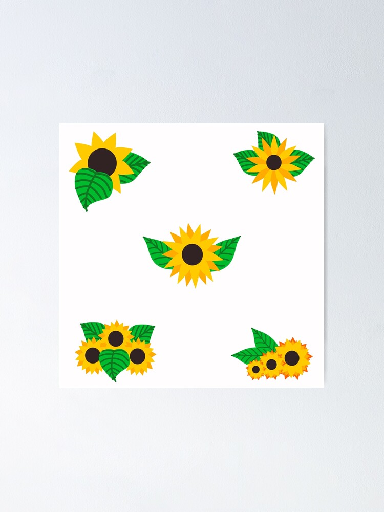 "Sunflowers with Leaves Sticker Pack" Poster for Sale by Trinket-Tricks ...