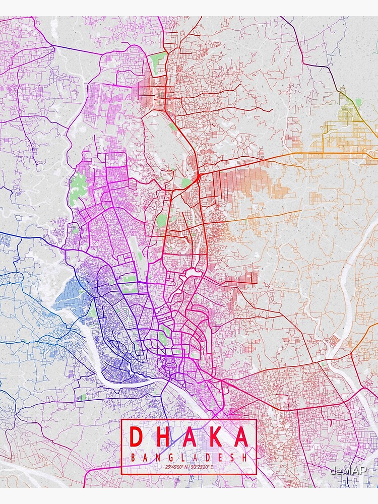 Mapa Dacca Dhaka Bangladesh Kaart Afdrukken, Kaart Kunst Poster,