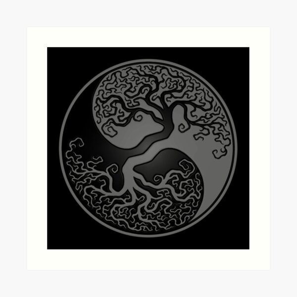 "Gray and Black Tree of Life Yin Yang" Art Print for Sale by ...