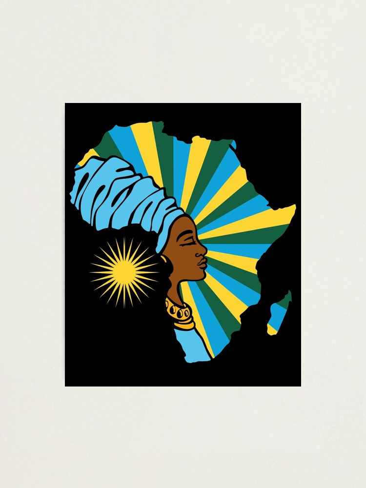 "Rwanda Rwanda Rwandan flag on Africa map and a proud African woman ...