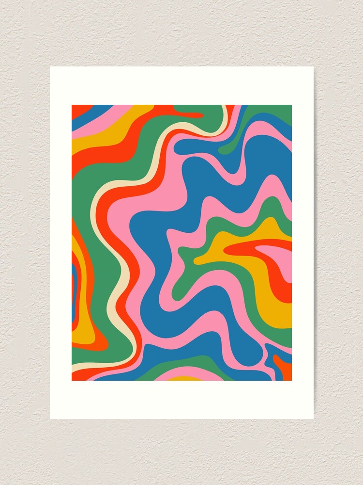 "Retro Liquid Swirl Abstract Pattern in Vintage Rainbow Colors" Art ...