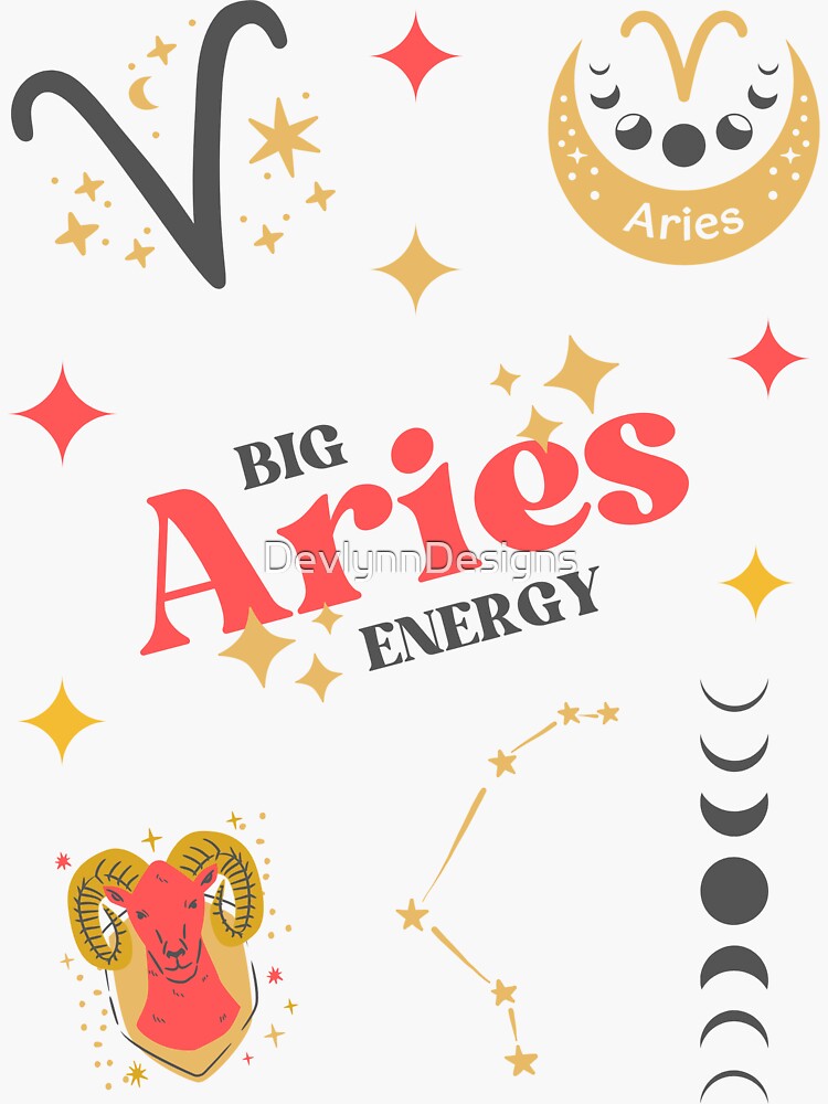 "Aries Sticker Sheet | Big Aries Energy | Retro Astrology Pack | Fun Aries" Sticker for Sale by ...