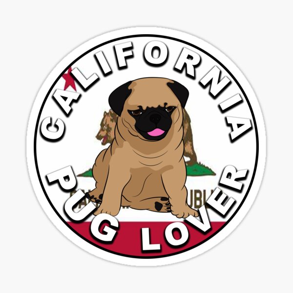 "California pug lover, flag artistic dog" Sticker by SamRVstore | Redbubble