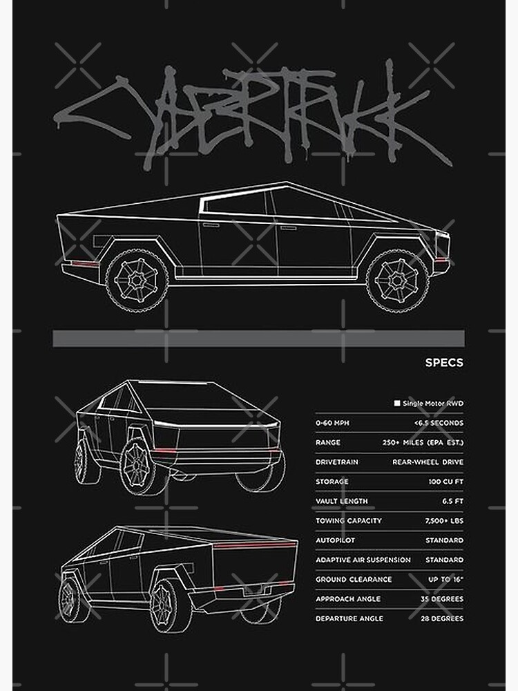 "Tesla CyberTruck Blueprints" Poster for Sale by cashmere42 | Redbubble