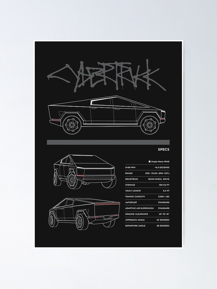 "Tesla CyberTruck Blueprints" Poster for Sale by cashmere42 | Redbubble