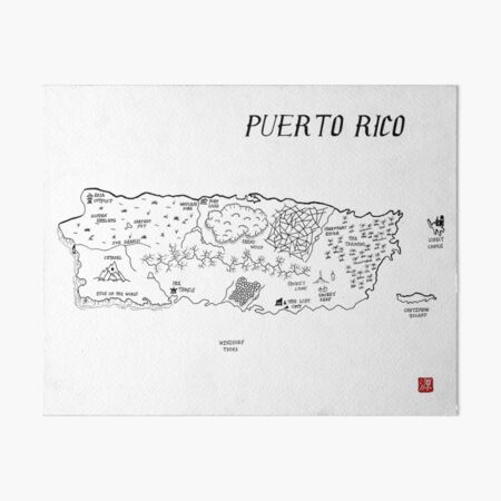 "Puerto Rico as a fantasy map - black and white" Art Board Print for ...